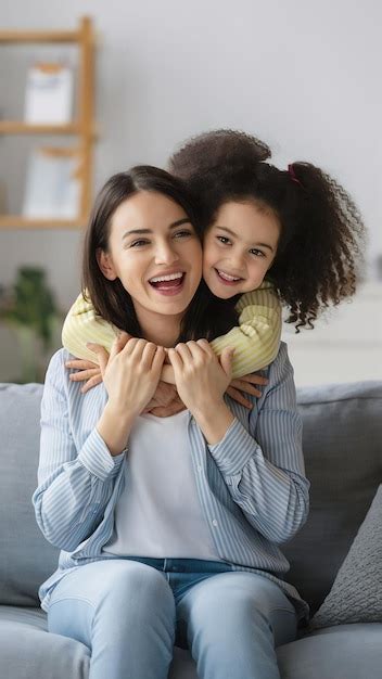 Mulher Bonita Excitada E Menina Brincando E Passando Tempo Juntos Filha Bonita Abra Ando Mo