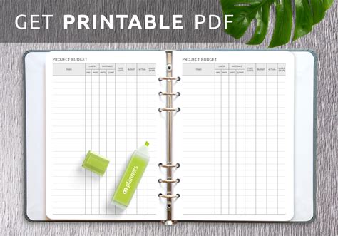 Download Printable Project Budget PDF