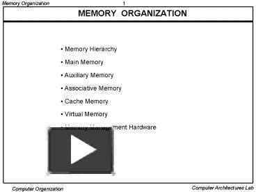 MEMORY ORGANIZATION Presentation Free To Download