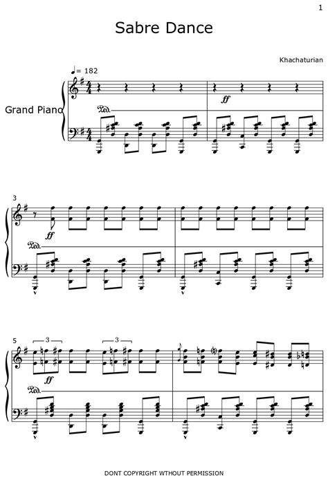 Sabre Dance - Sheet music for Piano