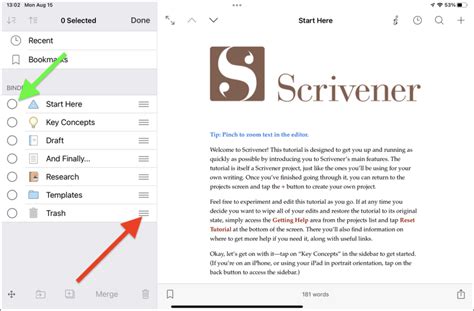 How To Create And Manage Projects In Scrivener For Ipad And Iphone Literature And Latte