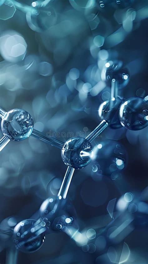 Abstract Blue Molecule Structure With Bokeh Effect Stock Illustration Illustration Of Glossy