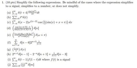 Solved 1. (10 pts) Simplify the following expressions. Be | Chegg.com