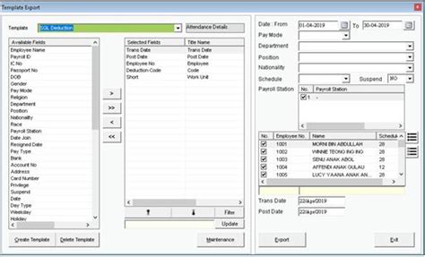 ECOTIMEPRINT SQL Payroll Export
