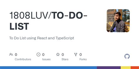 Github 1808luvto Do List To Do List Using React And Typescript