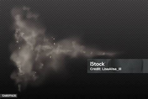 벡터 어두운 투명 배경에 3d 노란색과 브라우온 먼지 먼지 더러운 구름 입자 공기 오염 및 연기 곡에 도시 스모그 오염 및 더러운 공기의 폭발 구름 3차원 형태에 대한 스톡