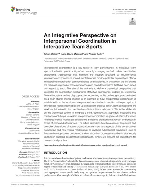 Pdf An Integrative Perspective On Interpersonal Coordination In