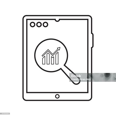 Diagram Ipad Analytics Outline Icon Line Art Vector Stock Illustration