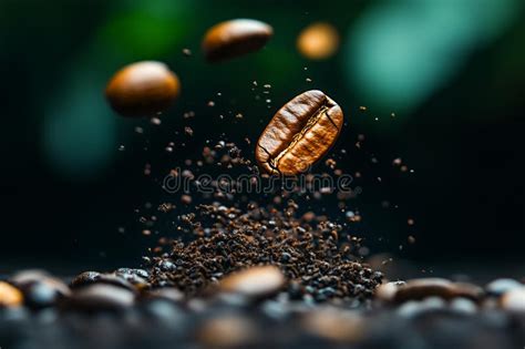 Coffee Bean Explosion Roasted Arabica Seeds Falling Down Caffeine Energy Breakfast Ingredients