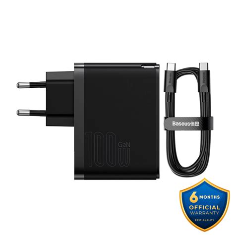 Baseus GaN Pro Fast Charger C U W EU With Cable Type C To Type C W M Black CCGP