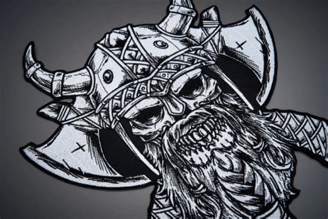 Viking Axes Skull Large Back Patch Makemypatch