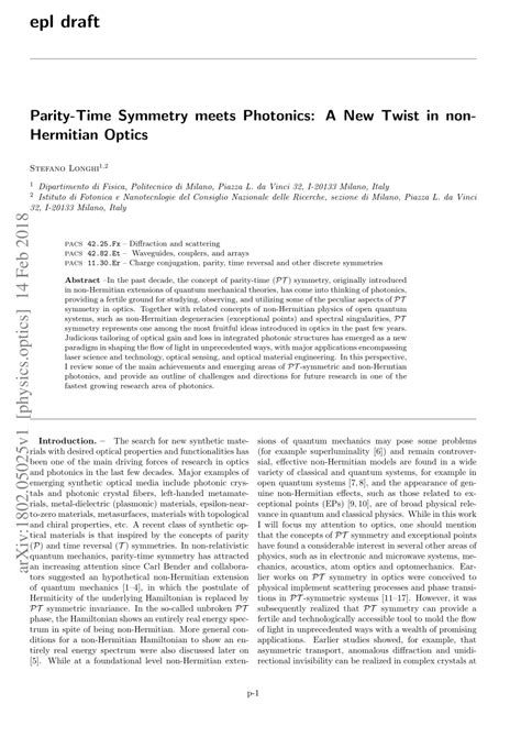 Pdf Parity Time Symmetry Meets Photonics A New Twist In Non