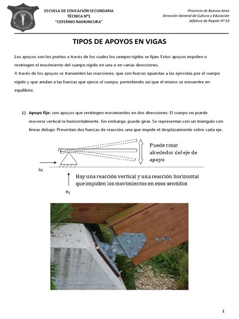 Tipos De Apoyos Y Tipos De Cargas En Vigas Pdf