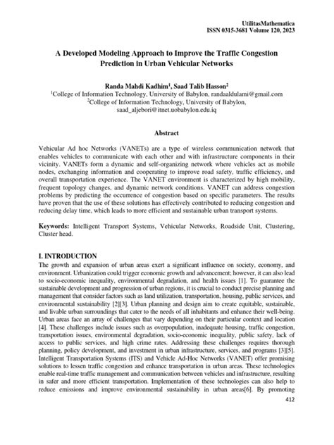 A Developed Modeling Approach To Improve The Traffic Congestion