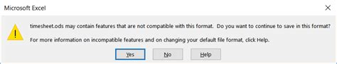 Windows How Do I Prevent Excel From Asking If Im Sure I Want To Save In Ods Format Each Time