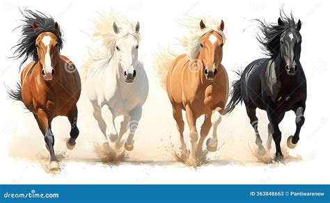 Four Horses Symbol Or Insignia Cartoon Vector