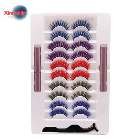 속눈썹연장글루 Xinmielin 10 Pairs Colored 6d Faux 밍크 속눈썹 티몬