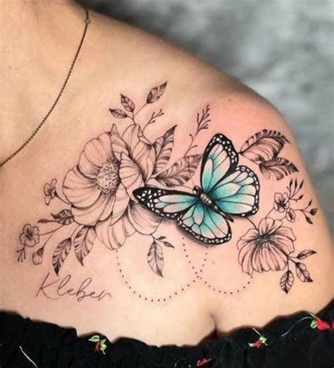 Pin By Moises Granados On Flores Mariposa Hombro Tattoo Mujer