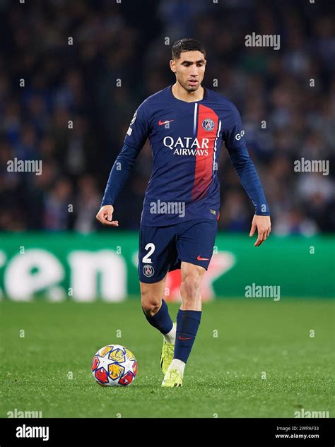 Achraf Hakimi Of Paris Saint Germain With The Ball During The Uefa
