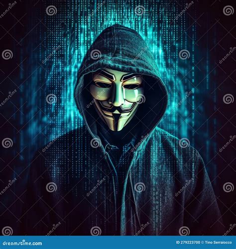 Portrait Of Anonymous Robot Hacker Concept Of Hacking Cybersecurity Cybercrime Cyberattack
