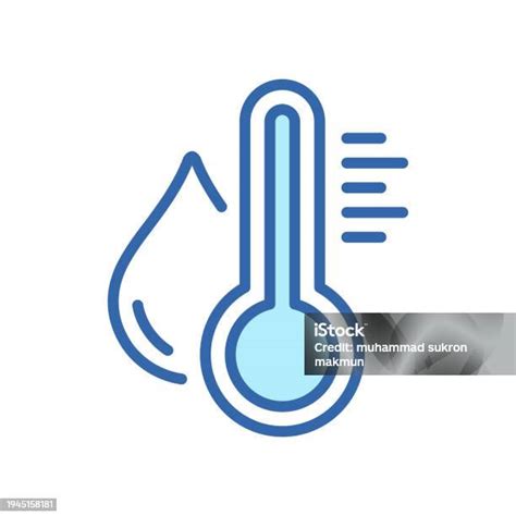Water Temperature Indicator Line Color Icon Mercury Thermometer And Water Drop Linear Pictogram