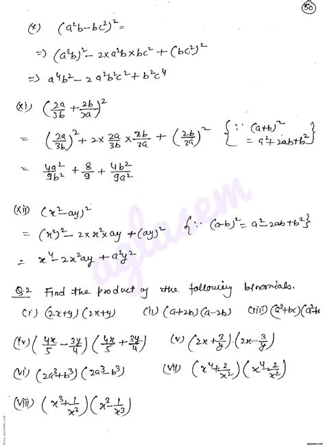 RD Sharma Solutions For Class 8 Algebraic Expressions And Identities Exercise 6 6 PDF RD