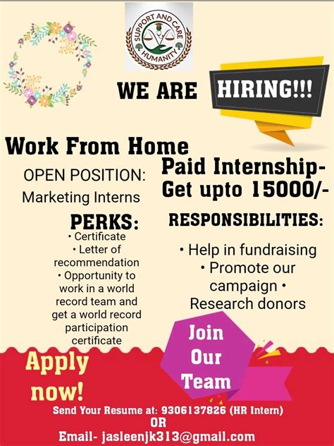 Jasleen Kaur On Linkedin Hiring Work From Home Paid Internship Limited Seats Hurry Up And