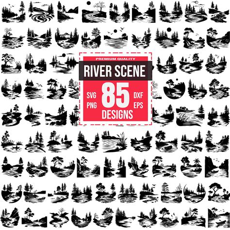 River Scene Svg Bundle Nature Scene Svg Landscape Svg River