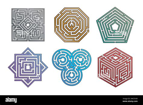 Labyrinth Game Maze Riddle For Finding Right Path Wrong Way To Exit Concept Geometric Square