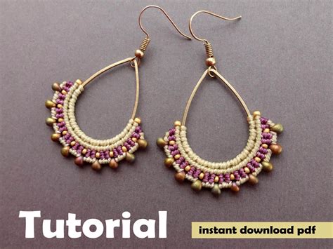 Macrame Earrings Tutorial Micro Macrame Pattern Pdf Tutorial DIY Macrame Earrings Step By