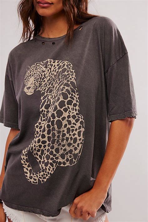 Leopard Tee Oversized Graphic Tee Clothes Half Sleeves