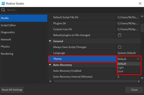 Как изменить цвет фона темы в Роблокс Студио