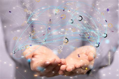 3d Rendering Floating Connecting Lines And Binary Digits On A Man S