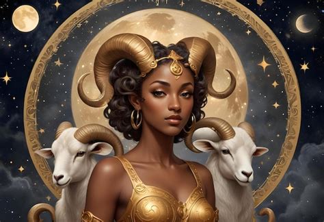 A Drawing Of An Aries Woman Zodiac Sign Aries Premium Ai Generated Image