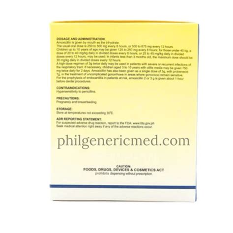Amoxicillin 500mg Capsule 100s Philippine Generic Medicines