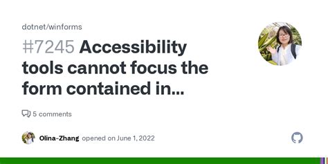 Accessibility Tools Cannot Focus The Form Contained In Control Correctly Issue Dotnet