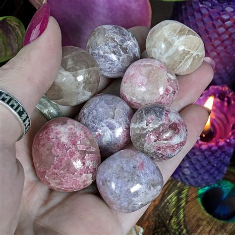 Tumbled Lepidolite Pink Tourmaline Smoky Quartz And Cleavelandite