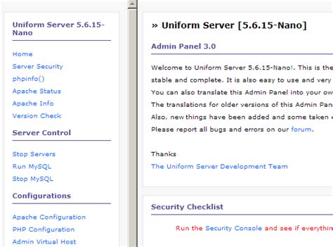 Uniform Server Portable Wamp Stack