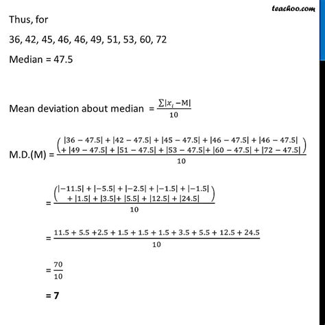 Ex 13 1 4 Find Mean Deviation About Median 36 72 46