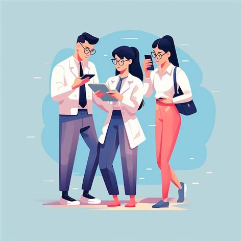 Premium Photo A Group Of 3 Young Adults Searching For Data Cartoon