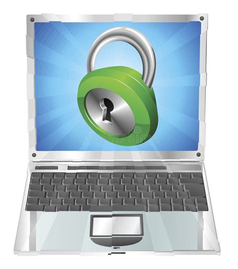 Laptop Screen Vector Icon Password Protection Security Symbol Stock Vector Illustration Of