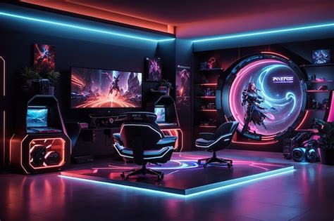 Premium Ai Image 3d Rendering Gaming Room Night Premium Ai Image 3d Rendering Gaming Room Night