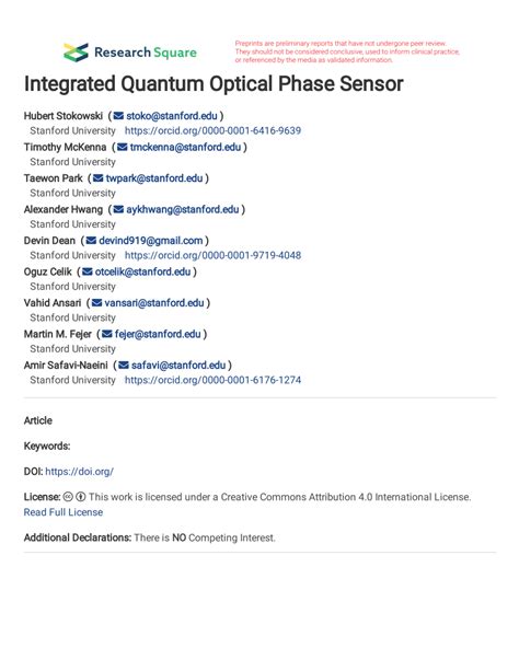 pdf integrated quantum optical phase sensor