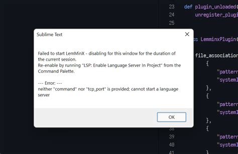 Infinite Error Message Loop Issue Sublimelsp LSP GitHub