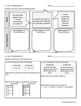 Y Mx B Tables 8 Sections Varied Engaging Practice By SkewLines