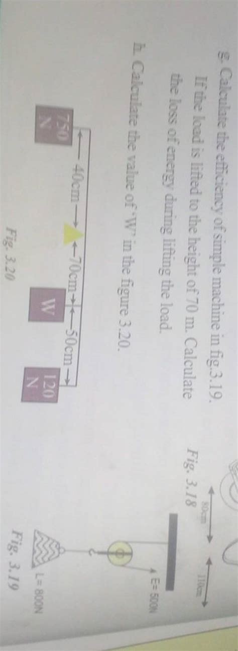 G Calculate The Efficiency Of Simple Machine In Fig 3 19 If The Load Is