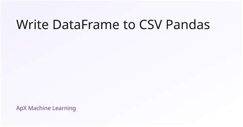 Write Dataframe To Csv Pandas