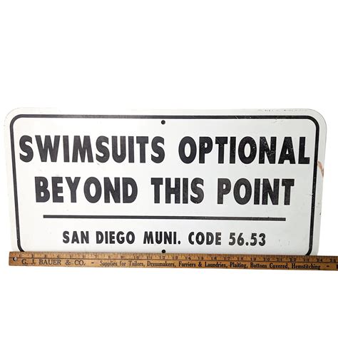Vintage Swimsuits Optional Nude Beach Sign Ballyhoo Curiosity Shop
