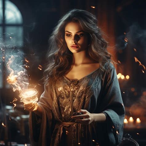 Magic Woman Shows Magic With Magic Wand Premium Ai Generated Image