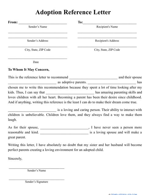 Adoption Reference Letter Template Download Printable Pdf Templateroller Reference Letter
